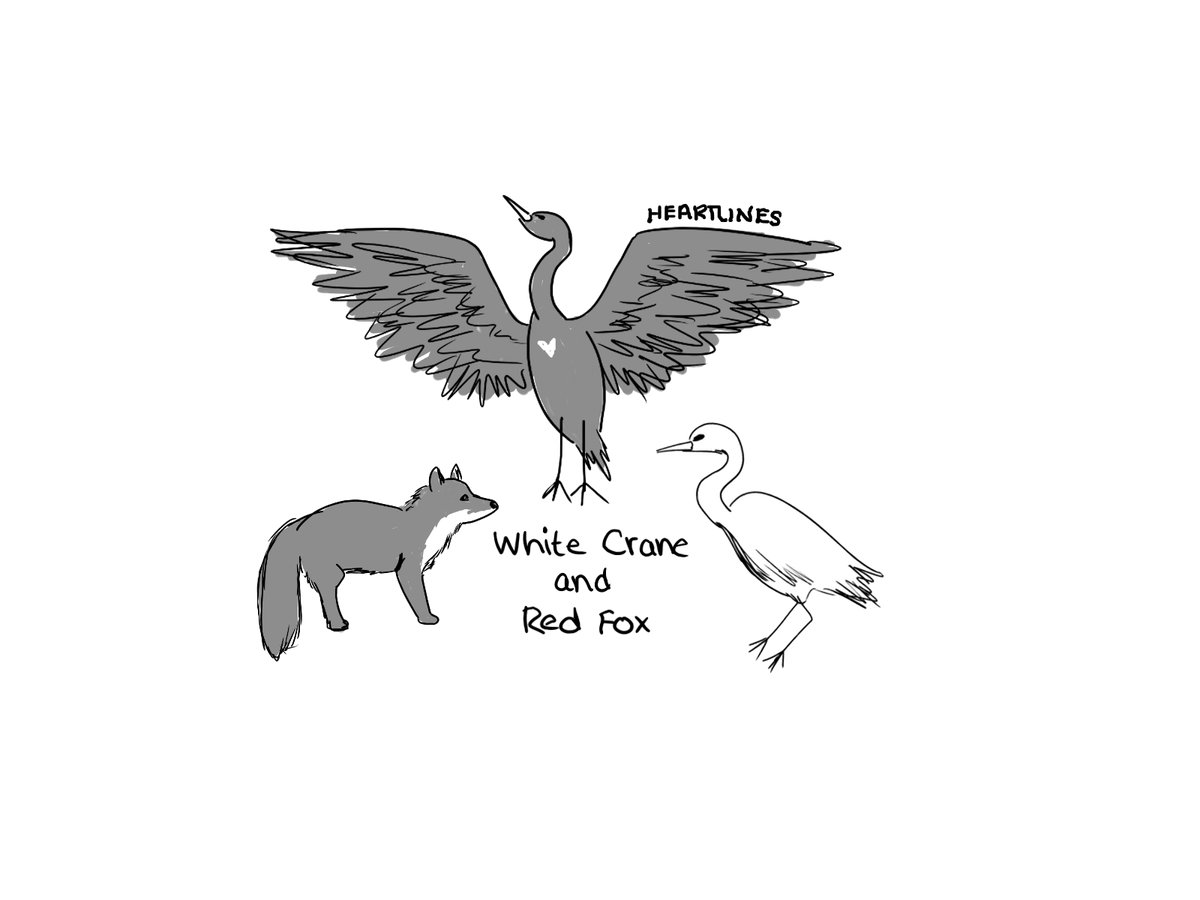 White Crane and Red Fox